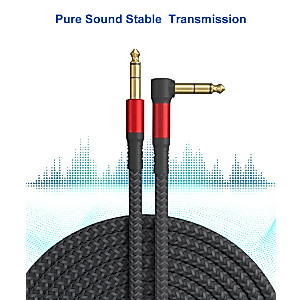 IALEGANT 1/4 Inch Cable TRS Guitar Cable 10 ft 2-Pack, Instrument Cable Guitar AMP Cord Straight to Right Angle 6.35mm Male to Male Stereo Audio Cable for Electric Guitar, Bass, Amplifier, etc.