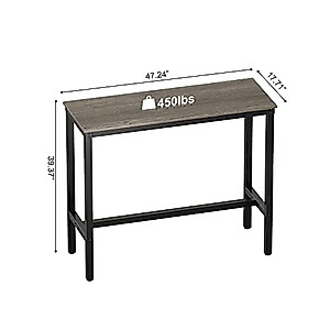 Teraves Bar Table with Solid Metal Frame,Counter Height Table Kitchen Bar Table for Dining Room,Living Room (47.24", Black Oak)