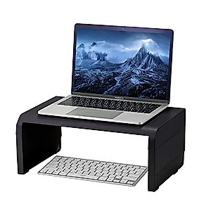 Bostitch Office Konnect Adjustable Monitor Stand Riser, Laptop Stand, 4 Height Adjustments, Built-in Cable Management, Rubber Feet - Black