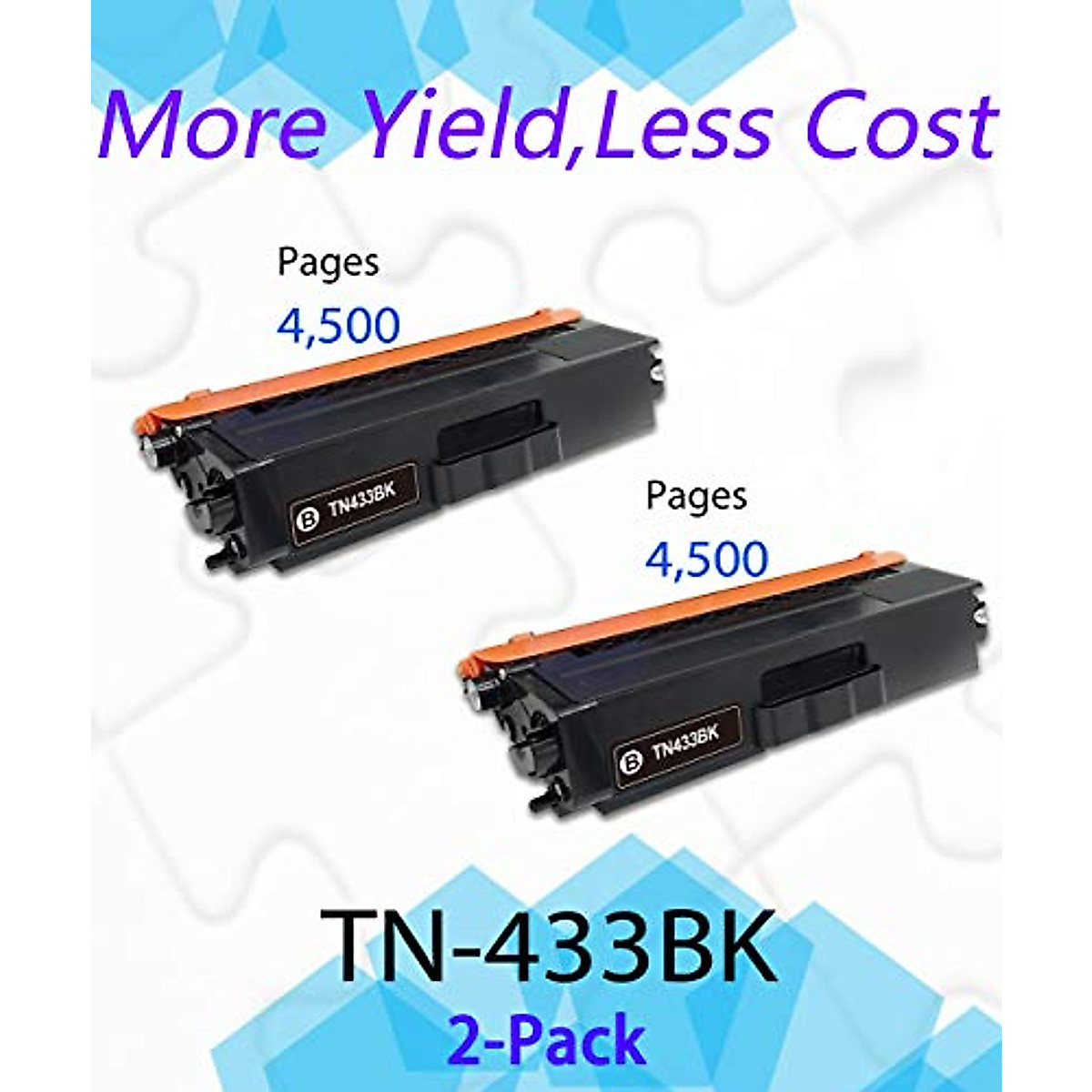 (2-Pack) Compatible TN-433BK TN433BK Toner Cartridge TN433 TN-433 Used for Brother HL8260CDN L8360CDWT L9310CDW MFC-L8690CDW L8610CDW L9570CDW(T) Printer (Black), by EasyPrint