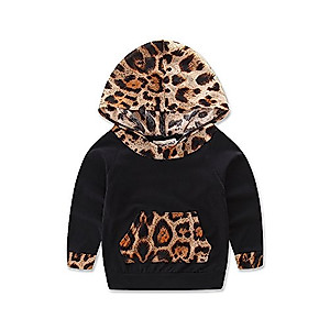 Baby Girls Floral Hoodie+ Floral Pant Set Leggings 2 Piece Outfits for 6M-3Y (18-24Months, Leopard)