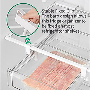 BIINONE Large Fridge Drawer Organizer 14in-20in for Deli Meat, Cheese, Vegetable, Fruit Clear Fridge Organizer Bins, Refrigerator Undershelf Drawer-XL