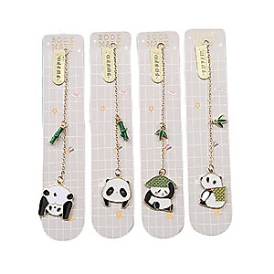 ARFUKA Bookmarks Cute Panda Shaped Metal Bookmark Reading Book Markers Gifts for Women, Kids, Teens Girls, Readers and Book Lovers Pack of 4