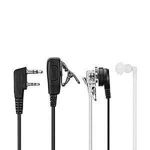 TOMSENN 2-Pin Covert Acoustic Tube Walkie Talkie Earpiece – Two Way Radio Earpiece with a PTT Mic - Compatible with Walkie Talkie Headset Brands (Kenwood, Puxing, Wouxun) – Pack of 2