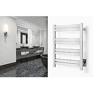 WarmlyYours Radiant Electric Heated Towel Warmer Rack, Hardwired, Integrated On/Off Switch with Light, Stainless Steel, Polished