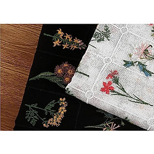 CraftDesignL Linen Daisy Embroiderd Cotton Fabric,Floral Embroidered Fabric,Daisy Fabric,Embroidered Fabric,Dress Fabric,Designer Fabric,Fabric by Yard (White)