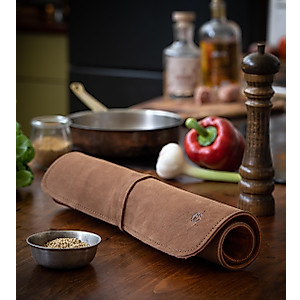 Knife Bag for Chefs–knife Roll Bag leather 7 slots – Leather Knife Case Noah (brown)