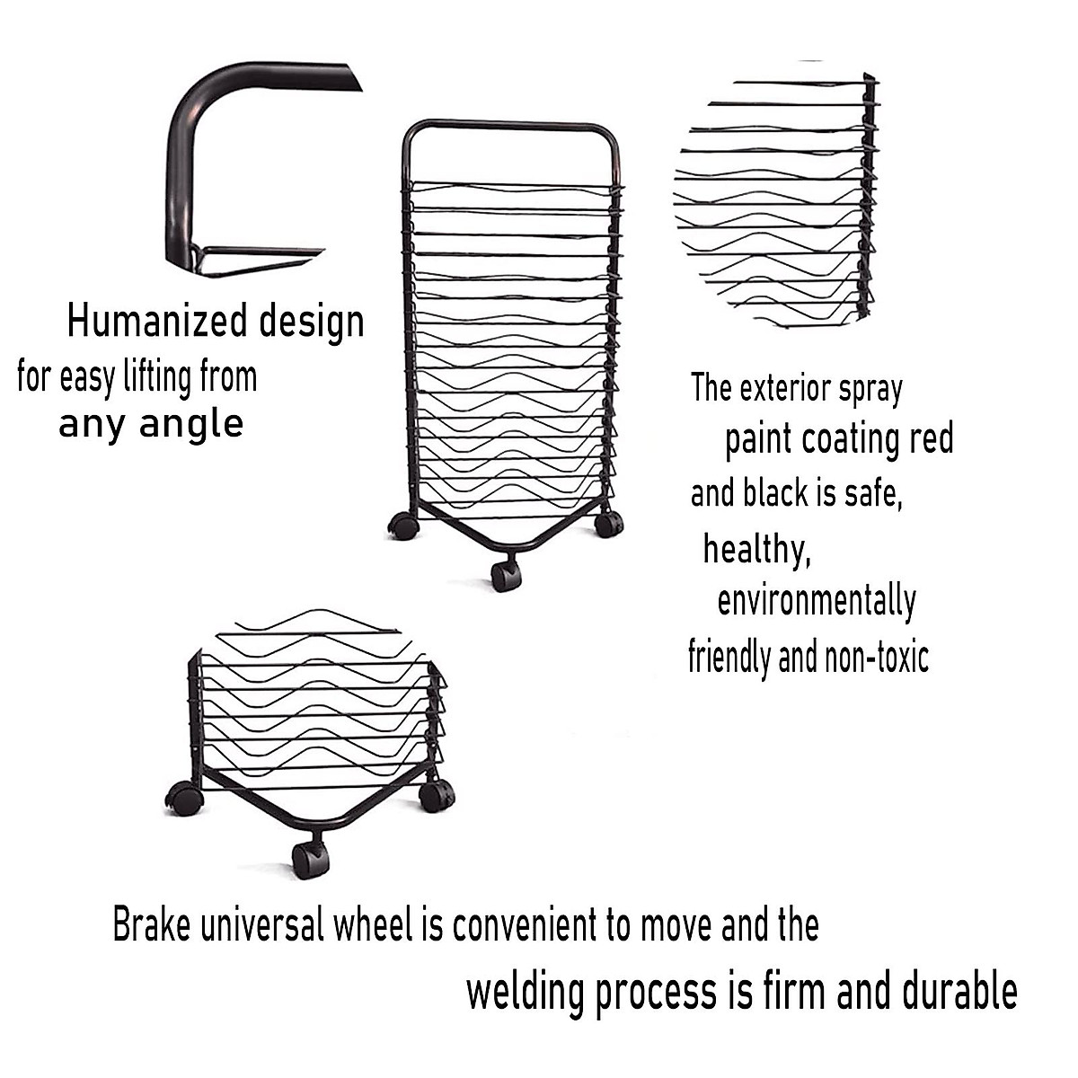 LAJUU Drying Racks, Mobile Classrooms Drying Rack with Wire Shelves for Works of Art Studios and Home Use,for Artist Canvas Panels, Paper, Prints