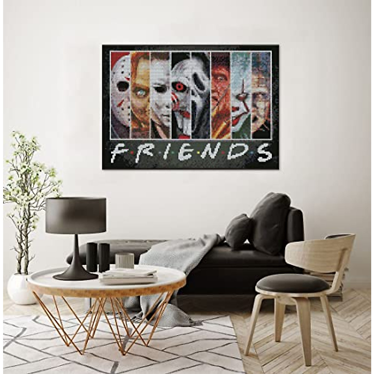 Halloween Cross Stitch Stamped Kits for Adults Beginners-Horror Embroidery Kits Friends Counted Cross Stitch Kits Patterns for Beginners 11 CT Dimensions Embroidery Kits Arts Craft Kits Home Decor