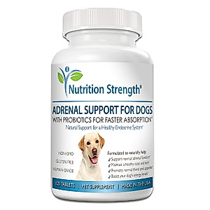 Nutrition Strength Adrenal Support for Dogs, Support for Dogs with Cushing's Disease, Maintain a Healthy Coat and Skin, Promote Normal Urination, Thirst and Appetite, 120 Chewable Tablets