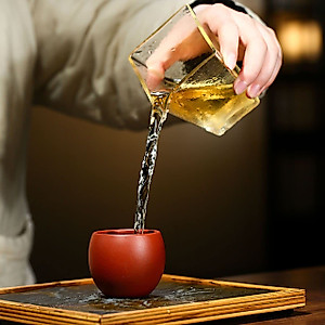 YXHUPOT Teacup 2pcs Chinese Clay Genuine Red Dahongpao Zisha GongfuTea Cups 80ml (Round drum red)