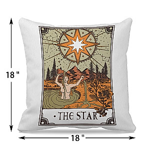 GICHUGI Astrology 18’’X18’’ Set of 4 Tarot The Sun The Moon The Star The Lovers Twelve Constellations Decorative Throw Pillow Case,Mystical Home Decor,Gifts for Tarot Astrology Lovers (White)