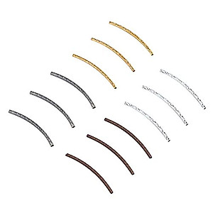 PH PandaHall 240pcs 4 Colors Curved Noodle Tube Beads 35mm Sleek Twist Curved Long Tube Spacer Beads for DIY Wrist Bracelet Anklet Necklace Earring Jewelry Making