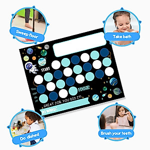 Astronaut Chore Chart for Kids，Magnetic Reward Chart for Kids Behavior, Good Responsibility Chart, Chore Chart for One Child - 8 x 10 inch