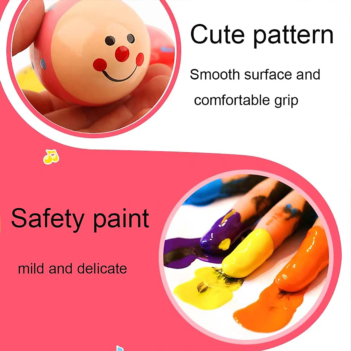 ANGJINY 6 Pack Easter Egg Shakers Maracas Natural, Wooden Musical Stocking Stuffers Percussion Instruments - basket Stuffers Easter Gift