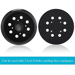 2 Pieces 5 Inch 8 Hole Hook and Loop Orbital Sander Replacement Pad Backing Pad (Black,)