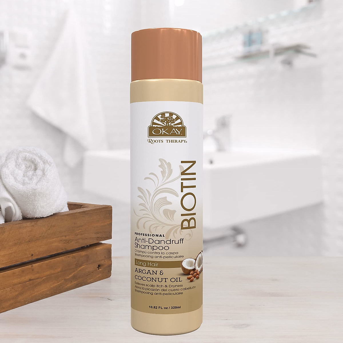 Roots Therapy Biotin, Argan&Coconut Professional Anti-Dandruff Shampoo Controls&Relieves Irritation&Flakes Of Scalp Effective,Fast-Acting Dandruff Relief Sulfate,Silicone,Paraben Free For All Hair Types and Textures Made in USA 10.82oz