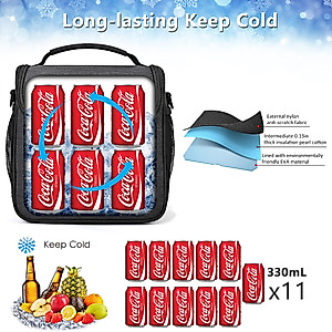 MIYCOO Insulated Lunch Box for Women Men Leakproof Girls and Boys Lunch Bag for School Outdoor Work with Shoulder Belt, (Black,11L)