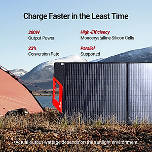 ROCKPALS 200W Portable Solar Panels with Kickstand, Foldable Solar Panel Charger for ROCKPALS/Jackery/BLUETTI/ECOFLOW Portable Power Station Solar Generator and USB Devices with QC 3.0 & Type C Output