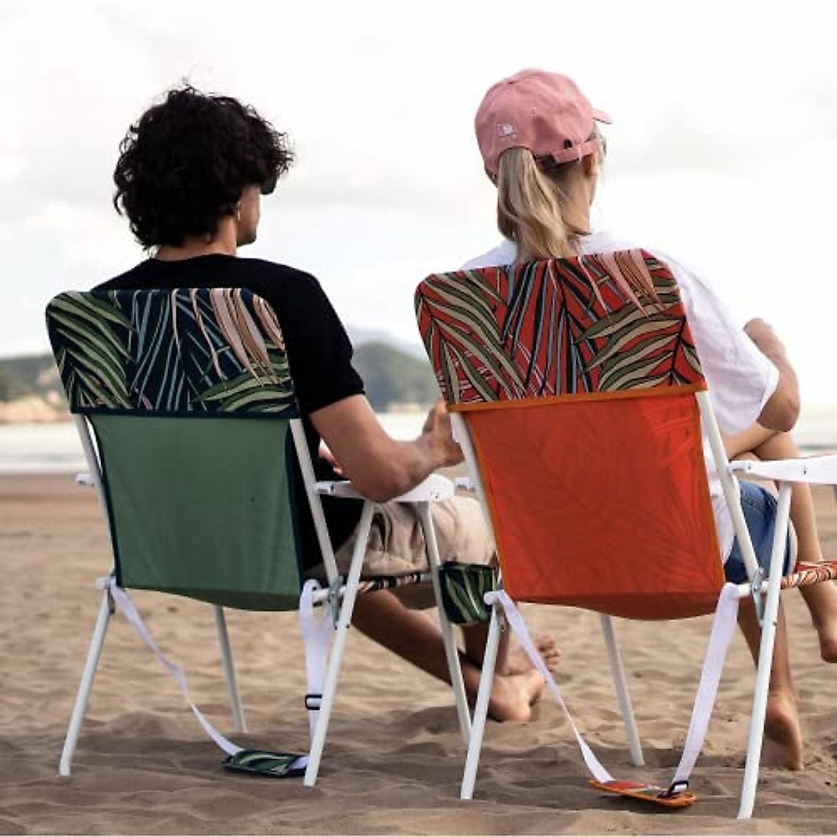 SUNNYFEEL Tall Folding Lawn Beach Chair Lightweight, Portable Sand Chair for Adults Heavy Duty 300 LBS with Cup Holders, Foldable Camping Lawn Chairs for Camp/Outdoor/Travel/Picnic/Concert/Sports