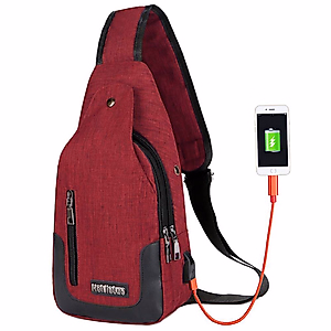 Peicees Travel Gym Bike Sling Bag Shoulder Backpack Daypack w/USB Charging Port