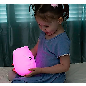 Lumipets Animal Kids Night Light, Silicone Nursery Light for Baby and Toddler, Squishy Night Light for Kids Room, Animal Night Lights for Girls and Boys, Kawaii Lamp (Junior Bear)