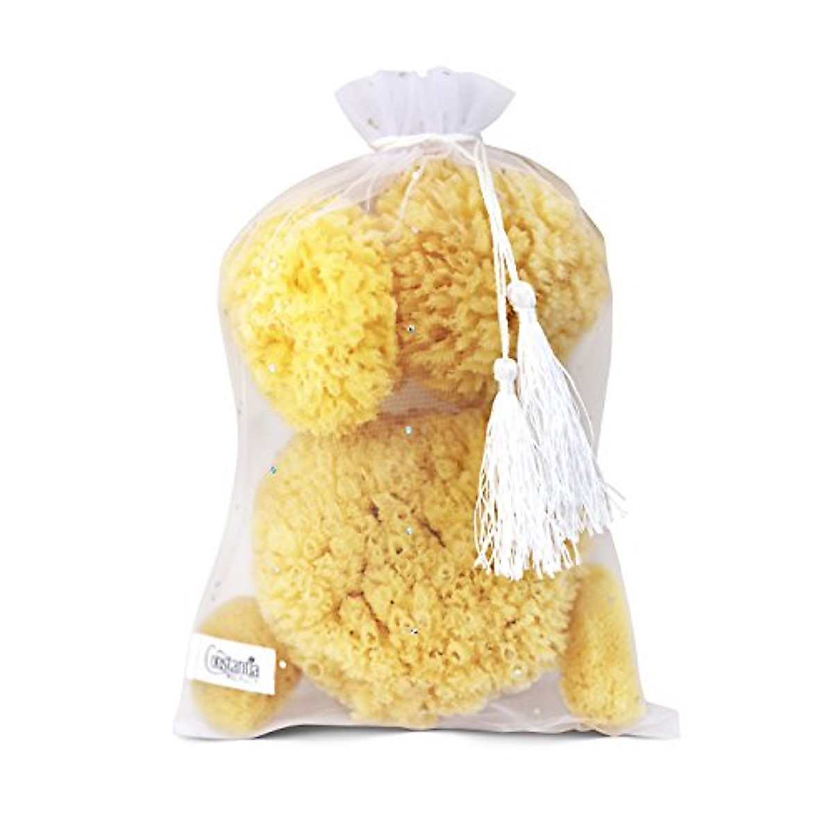 Real Natural Sea Sponges Multipack - 5pc Spa Gift Set in Premium Bag, Kind on Skin, for Bath Shower Facial Cleansing, Pamper Moms Brides Girlfriends & Teens by Constantia Beauty®