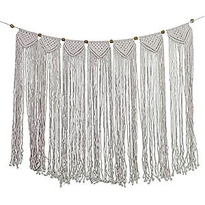 Macrame Wall Hanging Curtain Bohemian Wall Decor Woven Home Decoration for Apartment Bedroom Living Room Fringe Garland Banner for Gallery Baby Nursery, 47" L X 28" W