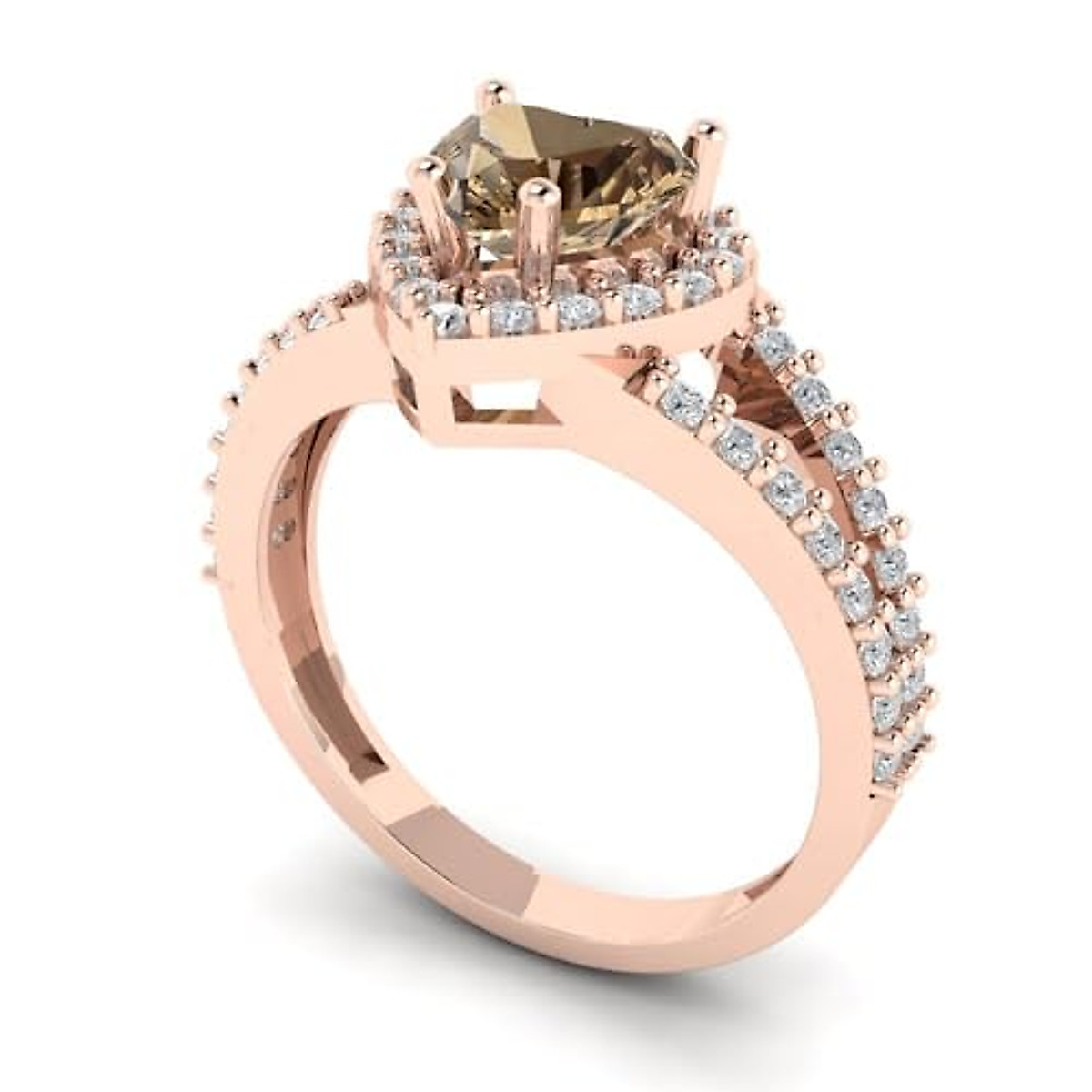 Clara Pucci 1.75ct Heart Cut Solitaire Genuine Champagne Simulated Diamond Engagement Promise Anniversary Bridal Ring 18K Rose Gold 7.5