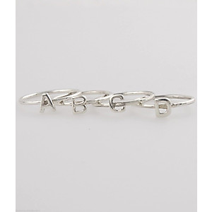 FashionJunkie4Life Sterling Silver Letter B Ring, Sizes 5-10, Initials Words Stacking Bands (9)