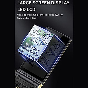 TUORE Senior Cell Phone, Unlocked Cellphone Flip Style 3 Inch Double Screen for Home (Tarnish Color)