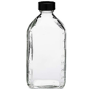 6 Ounce Clear Glass Graduated Oval RX Medicine Bottles wWith CapsCaps-6 Pack-Pharmaceutical Grade Product