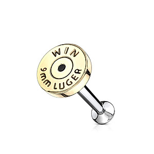 Pierced Owl Internally Threaded Bullet Back Casing Labret Monroe Cartilage Ear Stud (5/16" (8mm) Length)