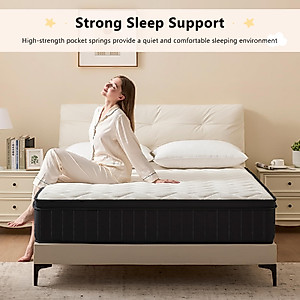King Mattress 12 Inch Hybrid Mattress King with Memory Foam - Mattress in a Box with Individual Pocket Spring - Medium Firm Mattress Sleep Support Pressure Relief CertiPUR-US Certified 12 Inch King