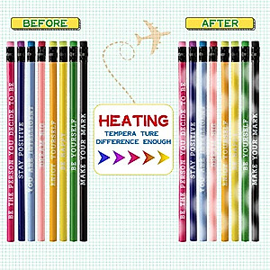 40 Pcs Motivational Pencils Color Changing Mood Pencil Inspirational Pencil Cute Pencil Personalized Pencil with Saying Heat Activated Pencil For Student(Simple Color,Classic Style)