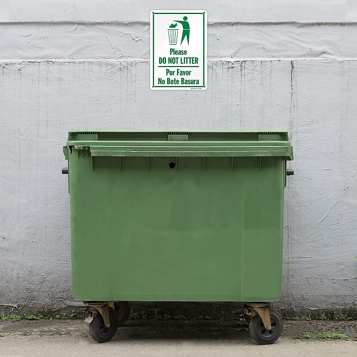 SmartSign 14 x 10 inch “Please Do Not Litter, Por Favor No Bote Basura” Metal Sign, 40 mil Laminated Rustproof Aluminum, Green and White, Made in USA