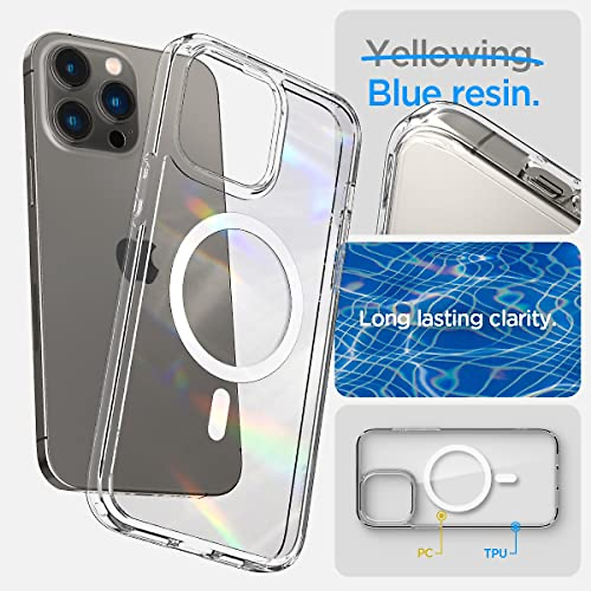 Spigen for iPhone 14 Pro Max Case, [Anti-Yellowing Technology] [Compatible with MagSafe] [Military Grade Drop Protection] Ultra Hybrid (MagFit) Phone Case for iPhone 14 Pro Max - White