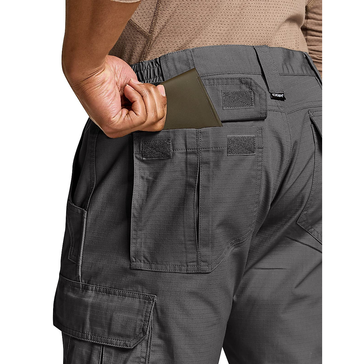 CQR Men's Tactical Pants, Water Resistant Ripstop Cargo Pants, Lightweight EDC Work Hiking Pants, Outdoor Apparel, Duratex Charcoal, 34W x 30L