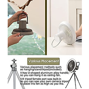 TYZU Camping Fan Personal Fan 10000 mAh Battery Operated, 8 In Portable Fan with LED Lantern, Power Bank, 3 Speeds, Desk Fan Outdoor Fan for Tent Camping Fishing Golf Cart Stroller