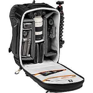 Lowepro LP37268-PWW Pro Trekker BP 350 AW II Outdoor Camera Backpack with Maxfit Dividers, Fits 15-inch Laptop/iPad, for Pro Mirrorless and DSLR, Gimbal, Drone, DJI, Black/Dark Grey