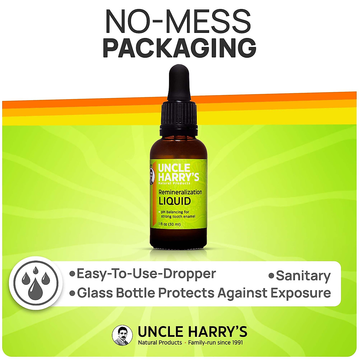 Uncle Harry's Natural & Fluoride-Free Remineralization Liquid for Tooth Enamel - Freshens Breath & Strengthens Teeth (2 Pack, 1 oz.)