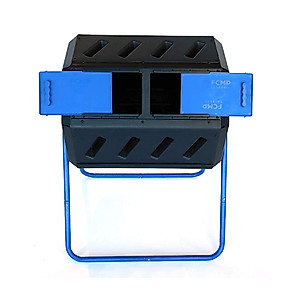 FCMP Outdoor IM4000-DD Dual Chamber Tumbling Composter with Double Doors (Blue) Canadian-Made, 100% Recycled Resin