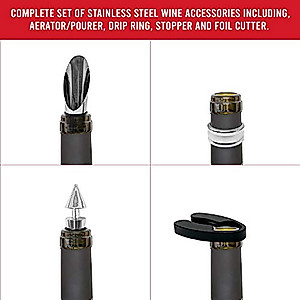 Wine Opener Set by AceProd Wine Corkscrew Opener Gift Set with Foil Cutter Wine Pourer and Stopper Wine Opener Kit Gift Idea for Women and Men