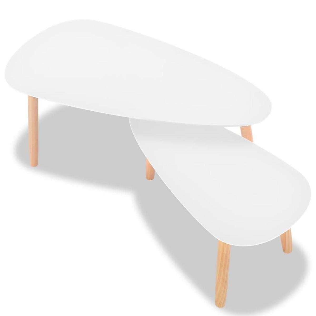 QJBSAVVA Coffee Table Set 2 Pieces Solid Pinewood White,Center Table Low Table Folding Table Entrance Table Suitable for Meeting Rooms, Reception Rooms, Offices