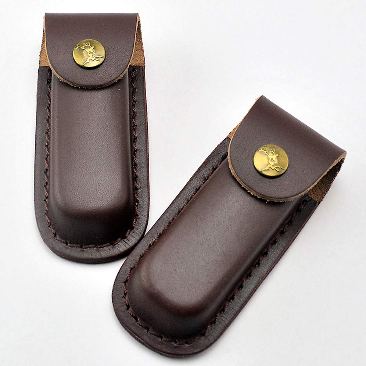Aibote Hunting Holster Folding Blade Knife Sheath Carrying Leather Holder Sheaths Scabbard Pouch Bag For Swiss Army Knife Tactical Foldable Knives Brown