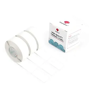 Phomemo D30 Label Maker Tape, Black on White Sticker Thermal Paper, Pre-Cut Self-Adhesive Label Tapes, 14 x 30mm /0.55 x 1.1 Inch (1/2" x 1 1/8") 210 Tapes/Roll, 3-Roll