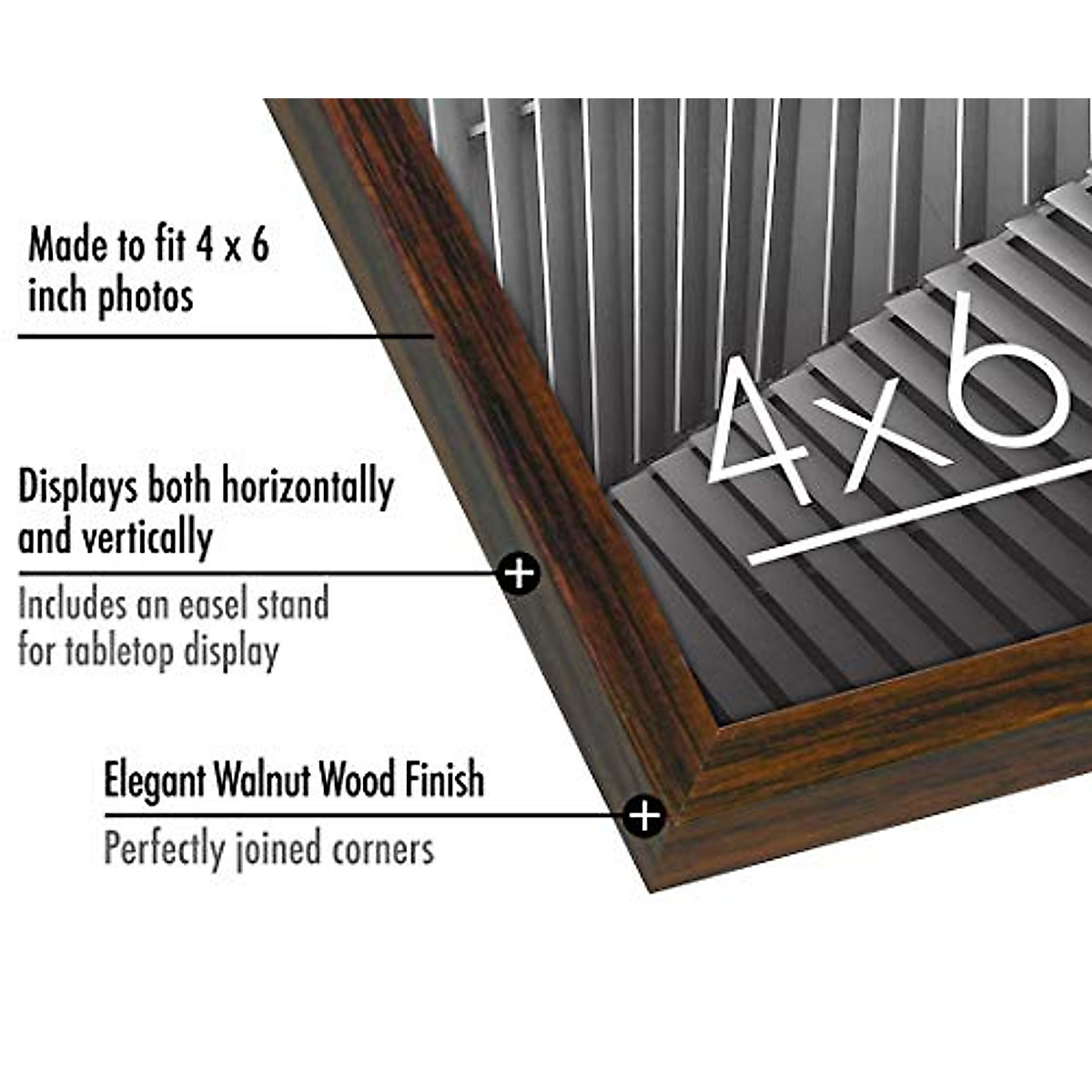 Americanflat 4x6 Picture Frame in Walnut - Thin Border Photo Frame with Shatter Resistant Glass - Horizontal and Vertical Formats for Wall and Tabletop