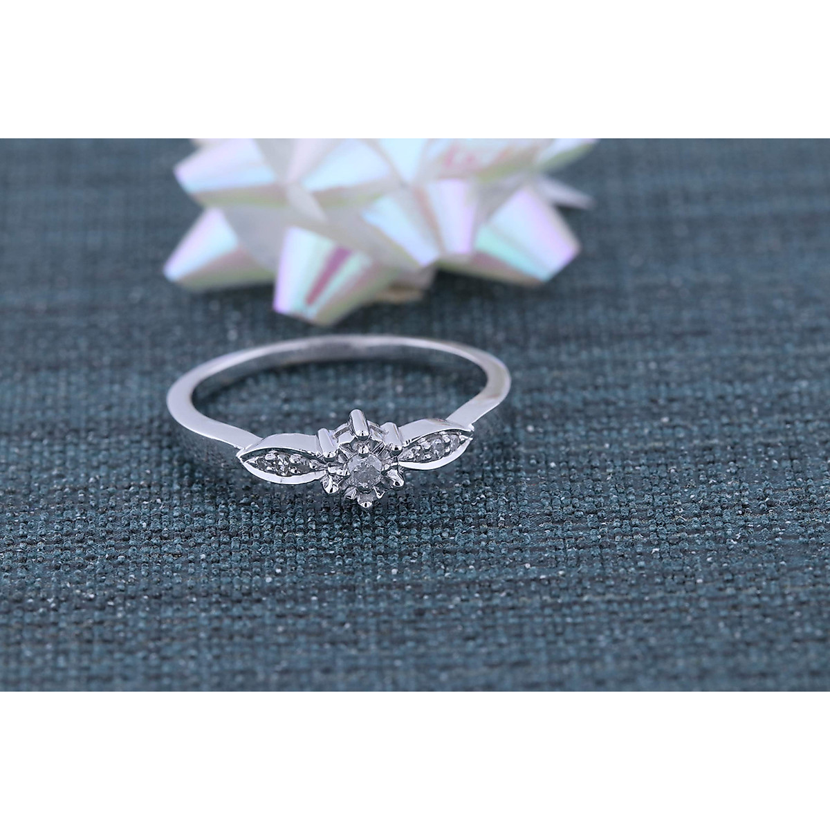 Dazzlingrock Collection 0.05 Carat (Ctw) Round Lab Grown White Diamond Bridal Promise Ring, in 925 Sterling Silver, Size 9.5