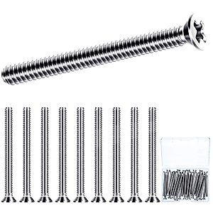 Ripeng 30 Pieces Extra Long Outlet Screws Machine Long Electrical Outlet Screws Device Mounting Electrical Extender for Fix Wonky (6-32 x 1-1/2 Inches)