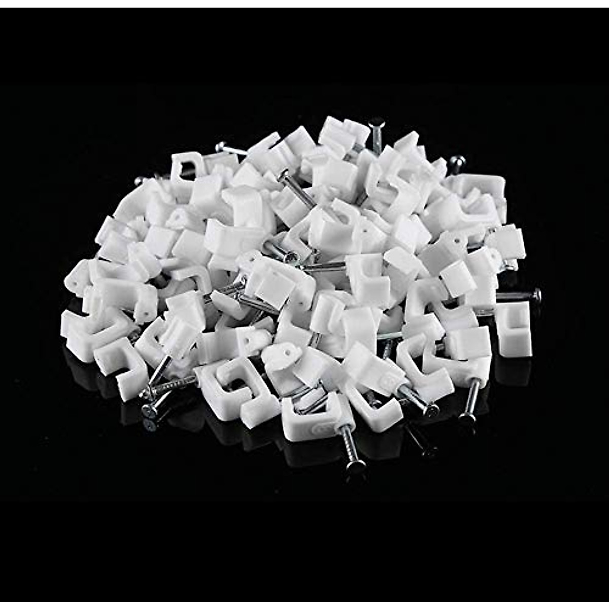 200pcs 6mm Cable Clips Flat Ethernet Cable Wire Clips Single Coaxial Cable Clamp with Steel Nails Best for Ethernet Cable Management (6mm)